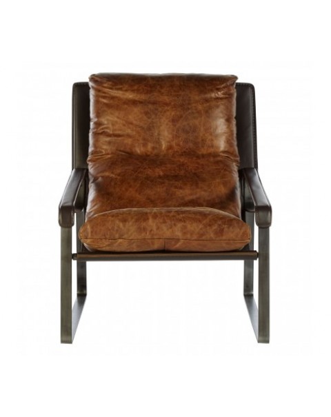 Premier Housewares Chair Hoxton Light Brown Leather Lounge Chair - Asco ...